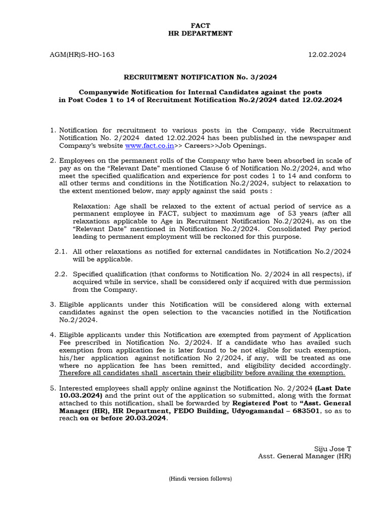 Rec Notification 3 2024 Internal Notification With Attachment 106 | PDF ...