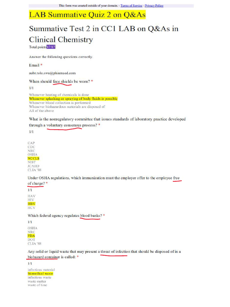 AY 2324 MLS 043 LAB Summative Test 2 On QAs in Clinical Chemistry | PDF