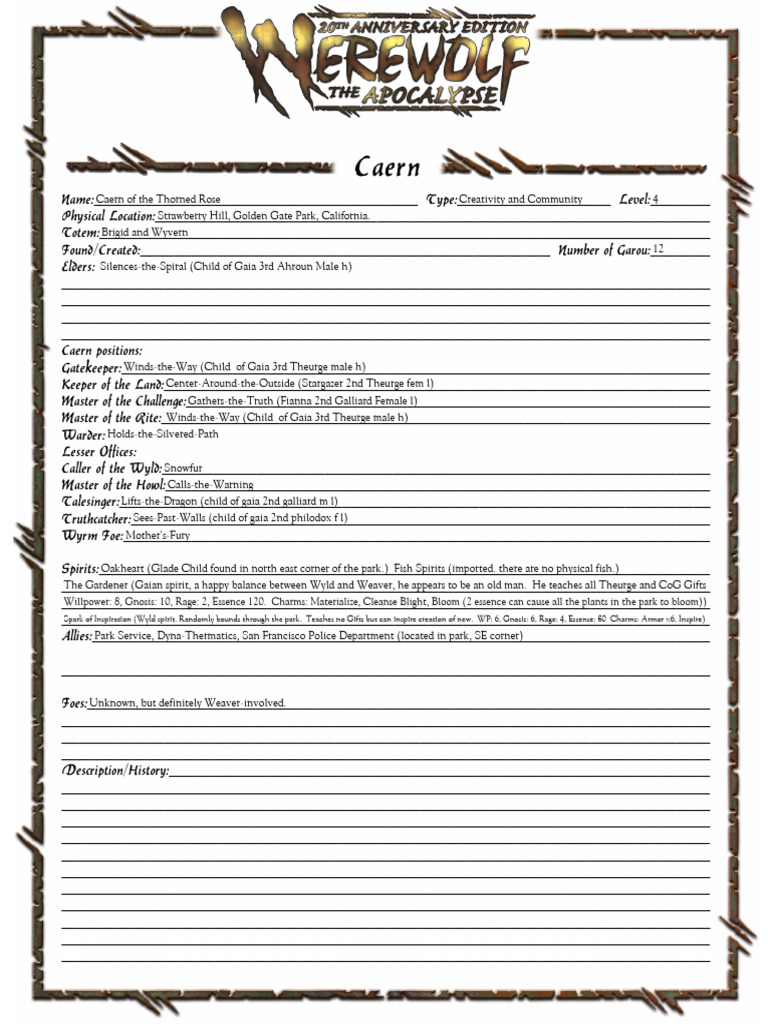 Caern of The Thorned Rose | PDF | Fantasy Games | Role Playing Games