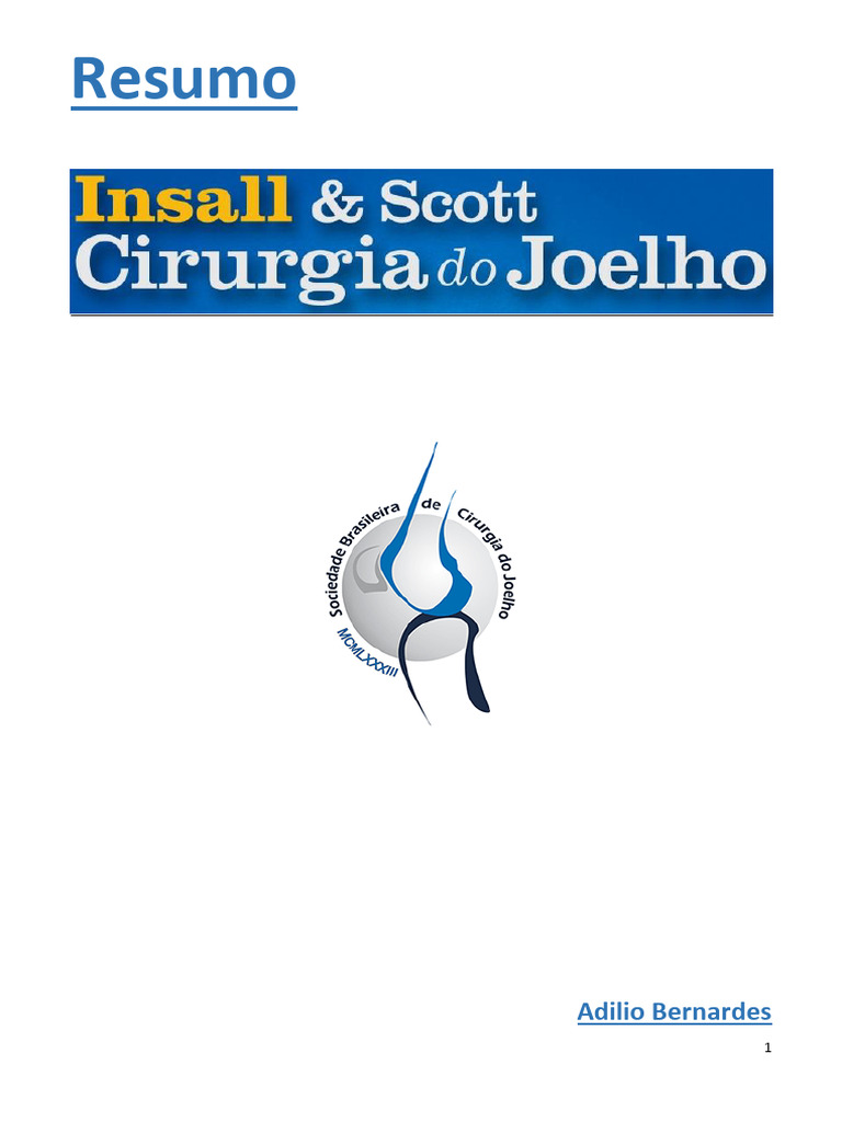 Resumo Insall 5a | PDF | Joelho | Colágeno
