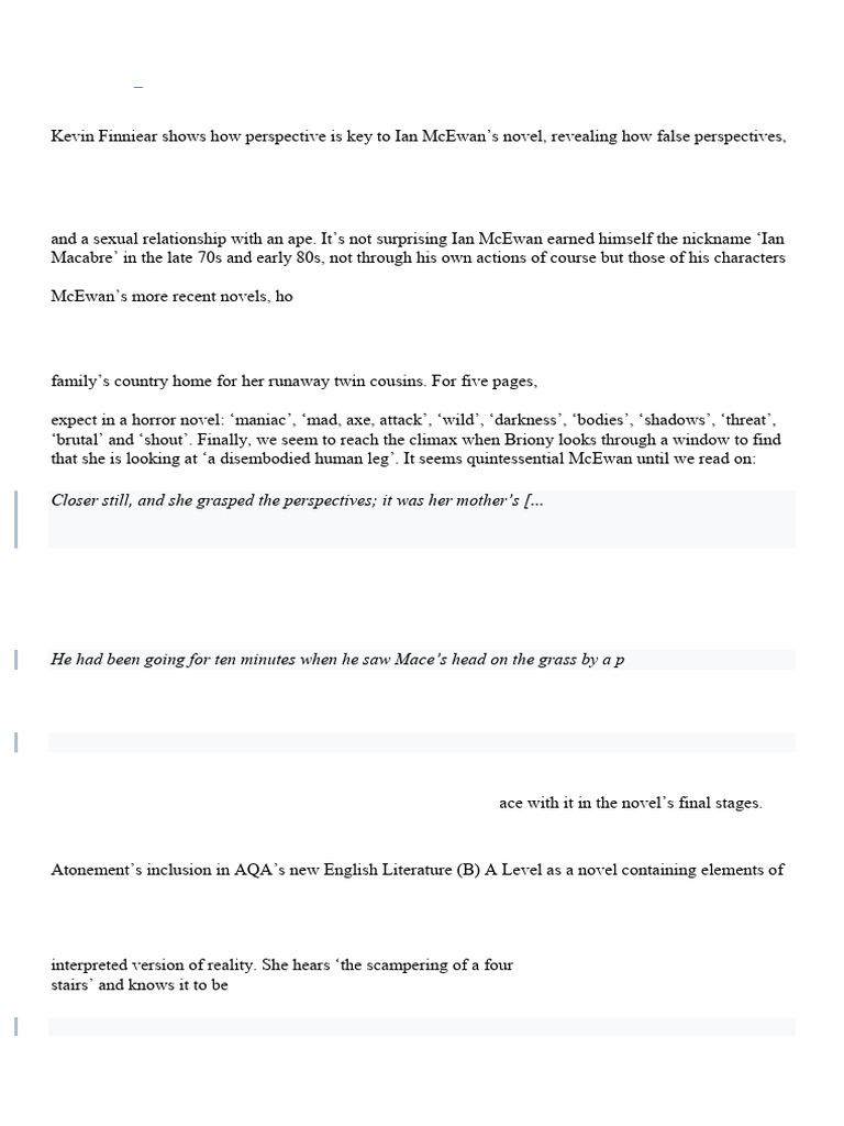 Exploring Perspective in Atonement | PDF | Northanger Abbey | Narration