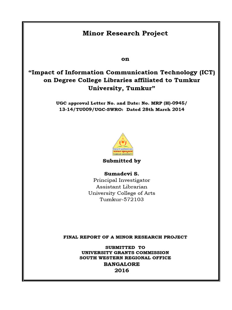 ICT Impact on Tumkur College Libraries | PDF | Libraries | Desktop Computer