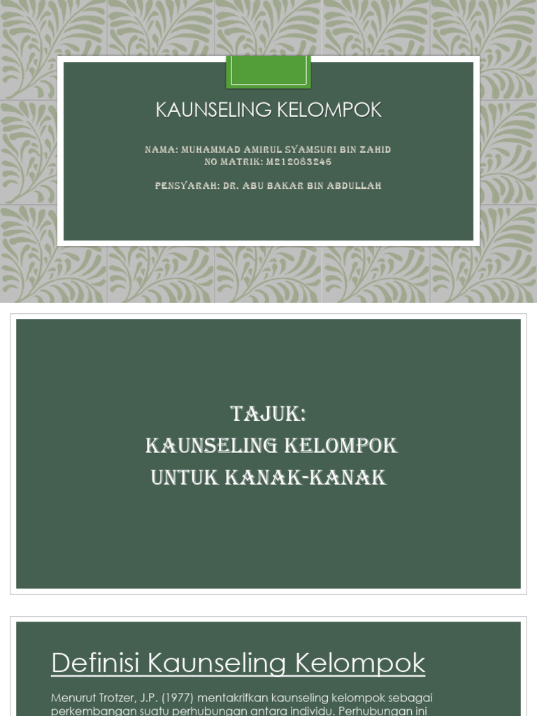 KAUNSELING KELOMPOK Kanak Kanak | PDF