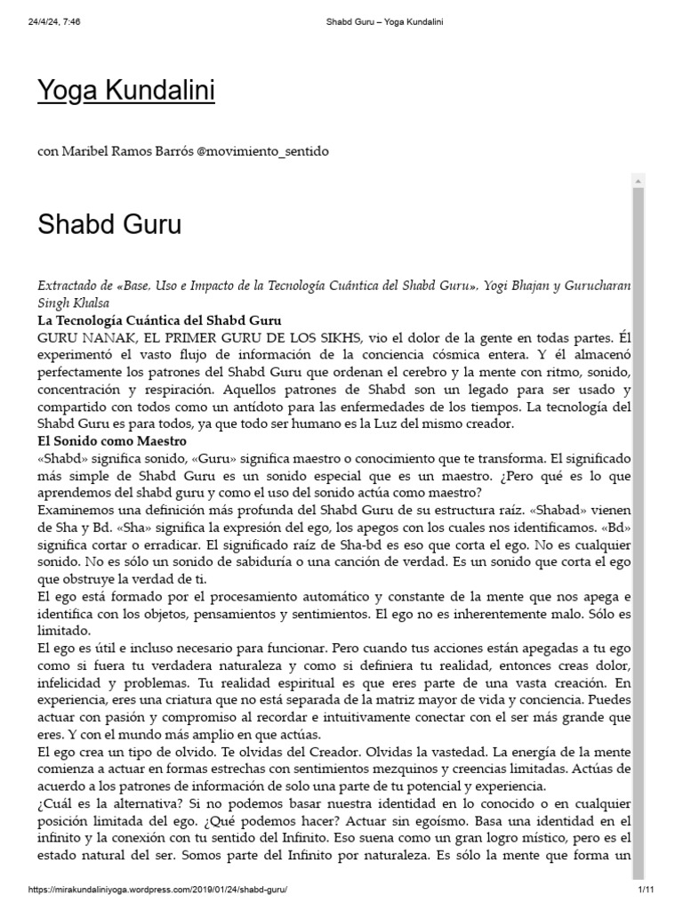 Shabd Guru - Yoga Kundalini | PDF | Neuroendocrinología | Las emociones