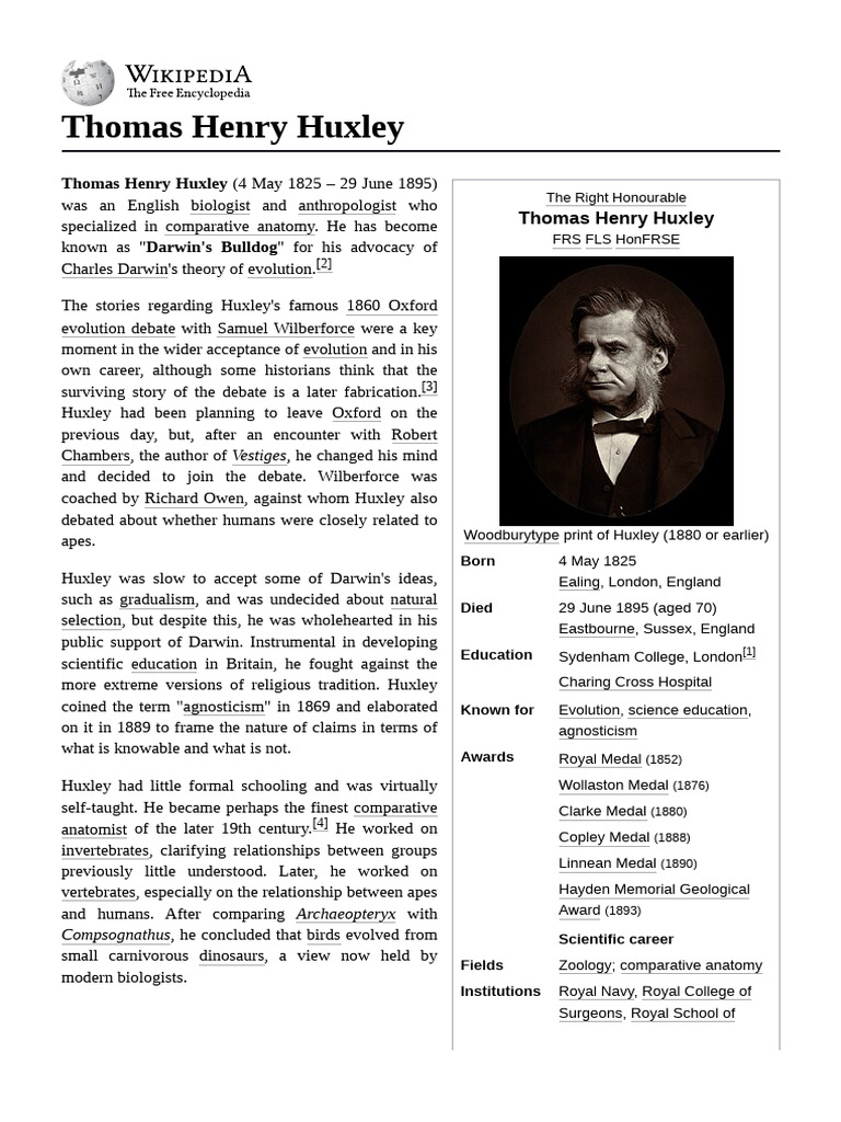 Thomas Henry Huxley | PDF | Thomas Henry Huxley