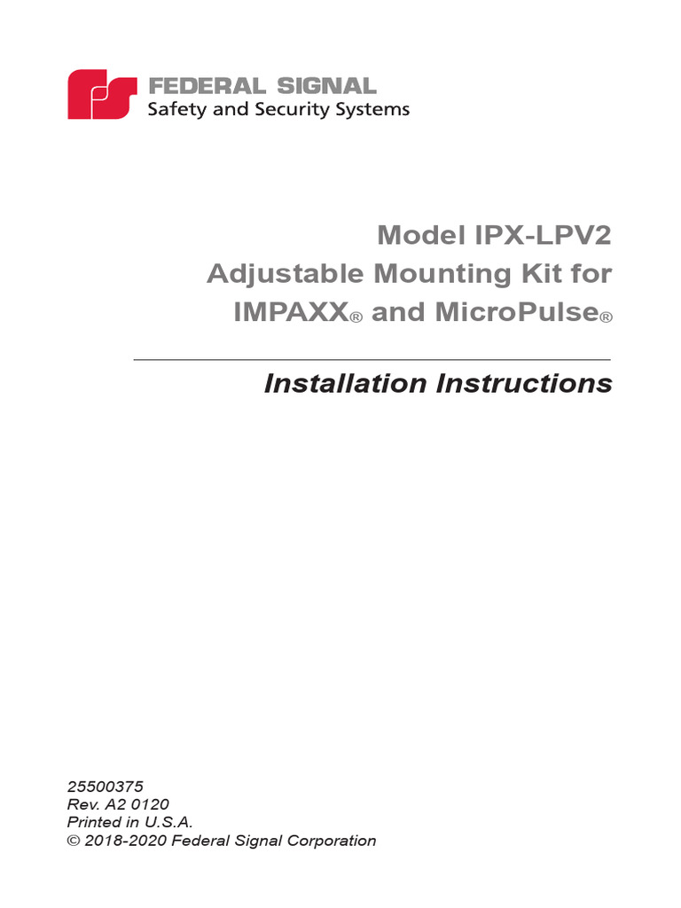 IPX-LPV2 License Plate Bracket Kit Manual 25500375 (1) | PDF | Screw | Manufactured Goods