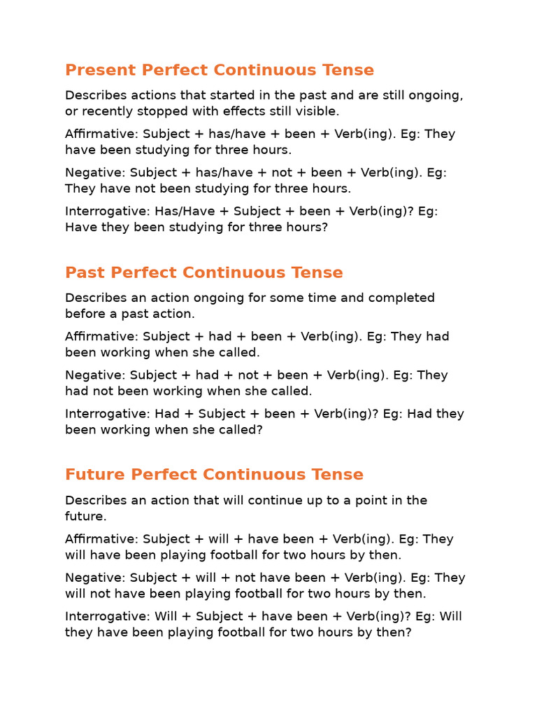 Present Perfect Continuous Tense | PDF