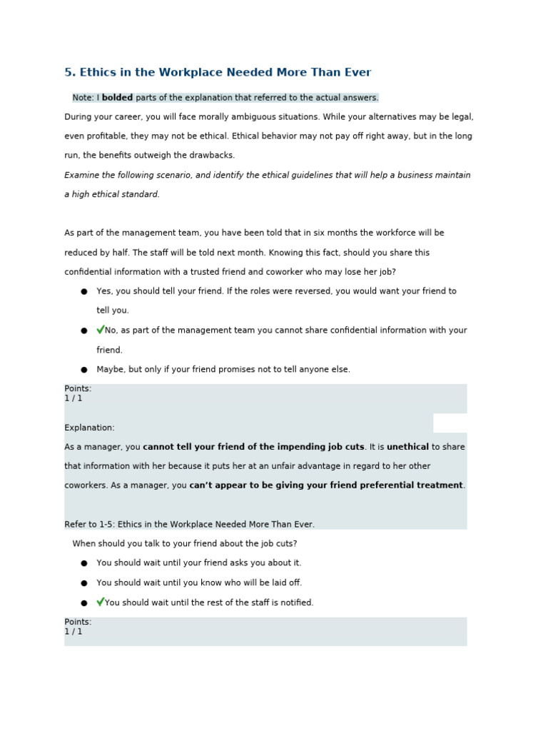 1-5. Ethics in The Workplace Needed More Than Ever | PDF | Social ...
