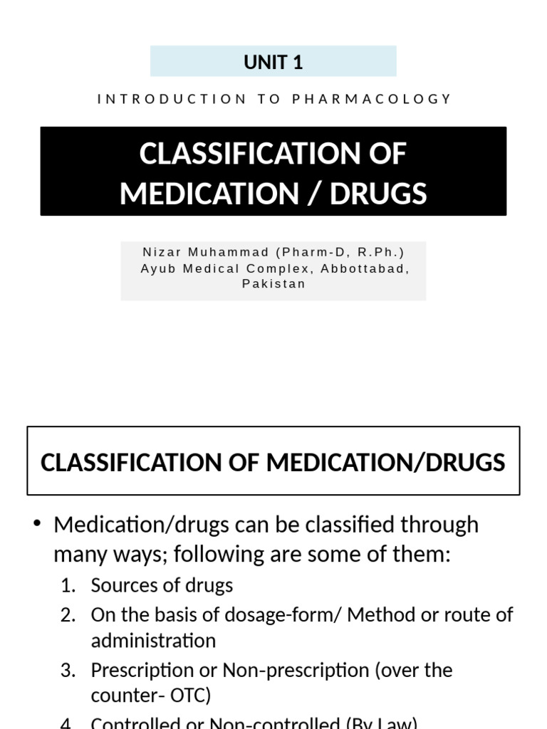 Unit 1 Classification of Medication | PDF | Prescription Drugs | Over ...