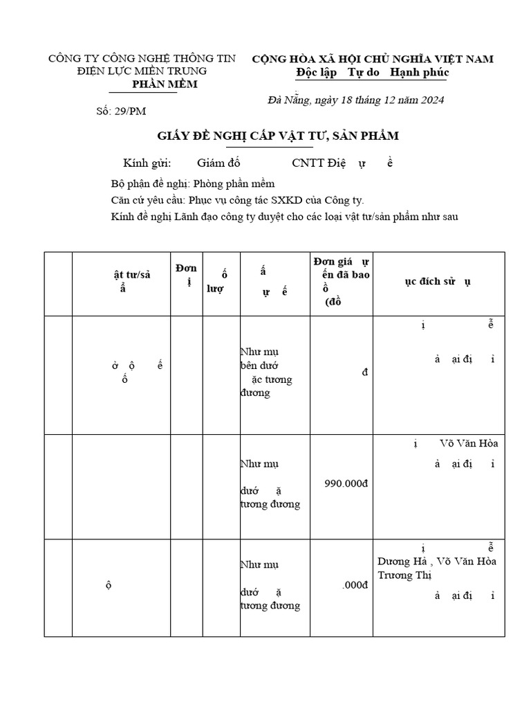 De Nghi Cap Vat Tu Thiet Bi 111 | PDF
