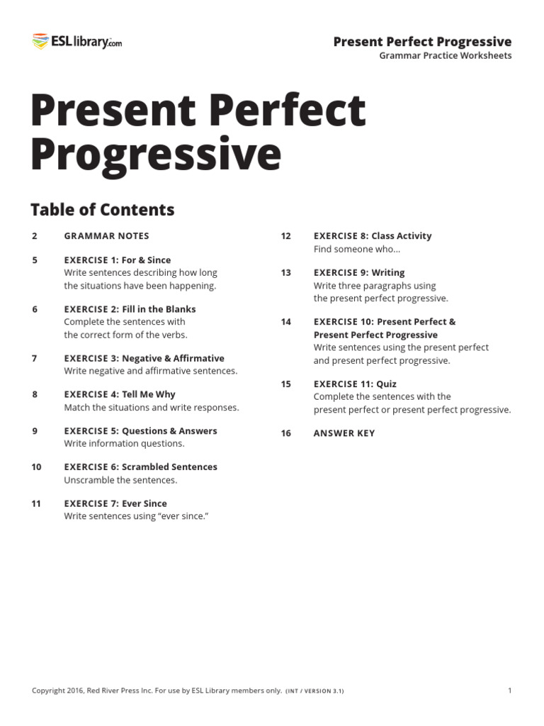 88 Present-Perfect-Progressive US | PDF | Linguistics | Language Mechanics