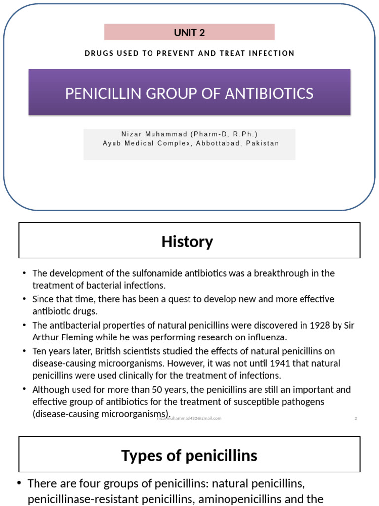 Unit -2 penicillin group of antibiotics | PDF | Penicillin | Infection
