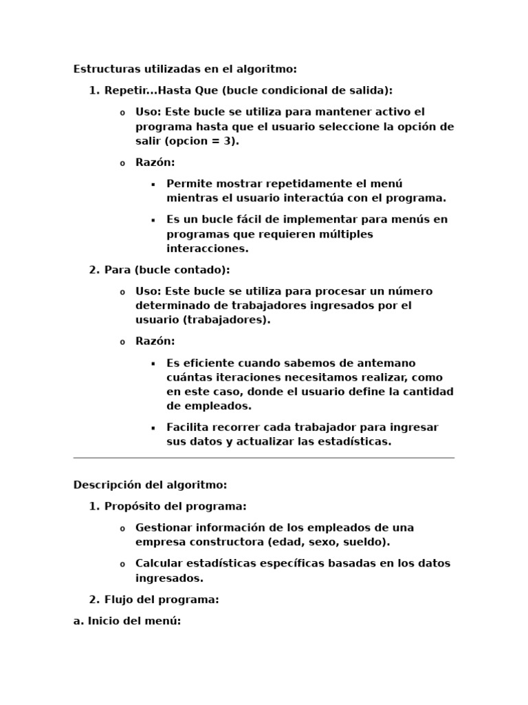 Estructuras utilizadas en el algoritmo | PDF | Algoritmos | Programa de computadora
