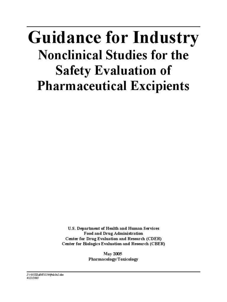 FDA Guidance On Excipients | PDF | Food And Drug Administration | Bioassay