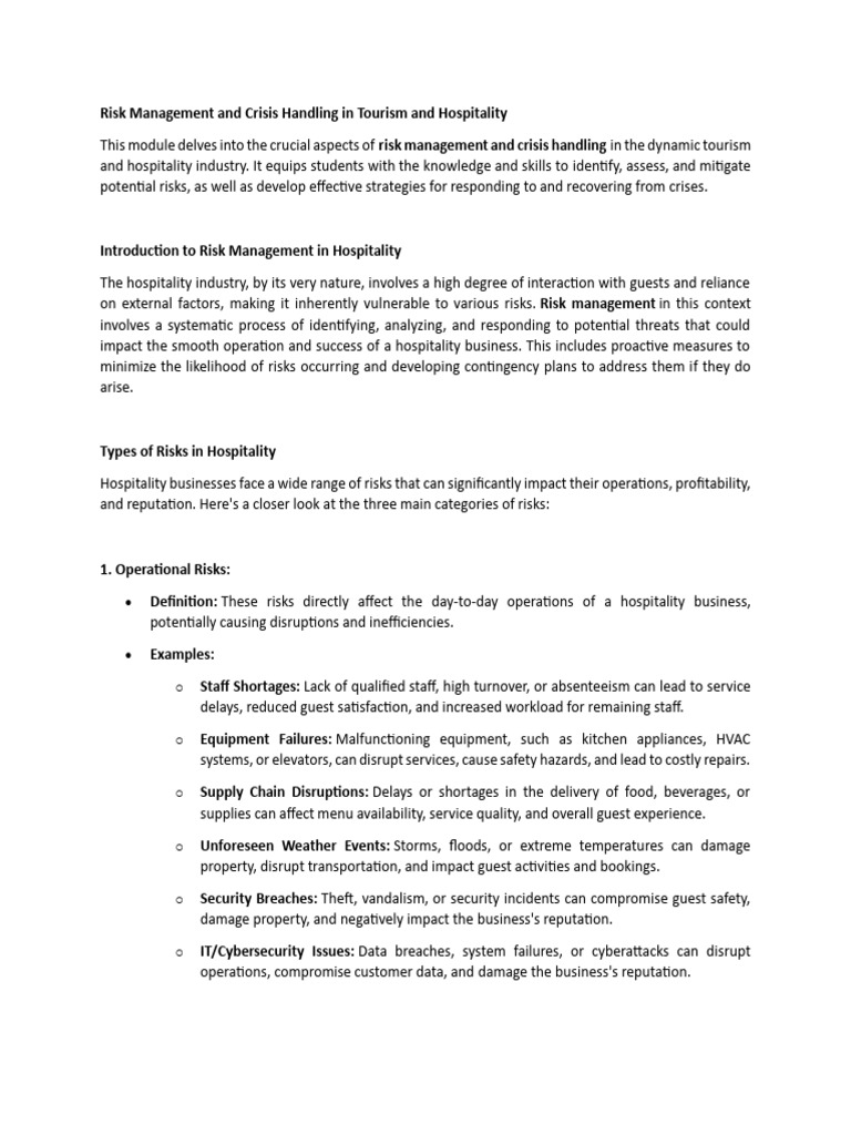 Crisis Management in Tourism Industry | PDF | Risk | Risk Management