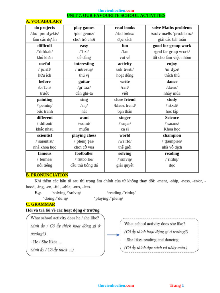 Thuvienhoclieu.com Bai Tap Anh 5 Global Unit 7 OUR FAVOURITE SCHOOL ...