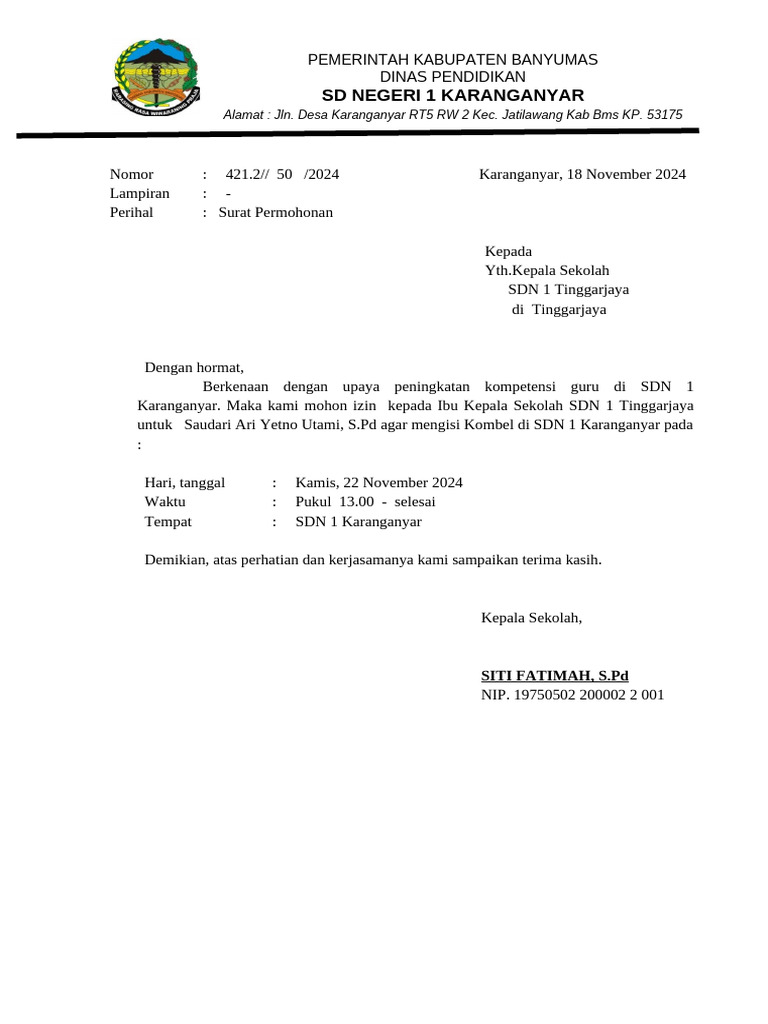 Surat Undangan Wali Siswa | PDF