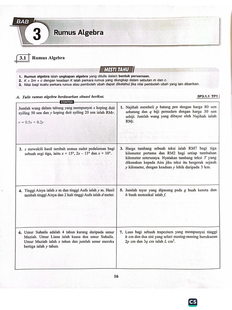 Bab 3 Rumus Algebra | PDF