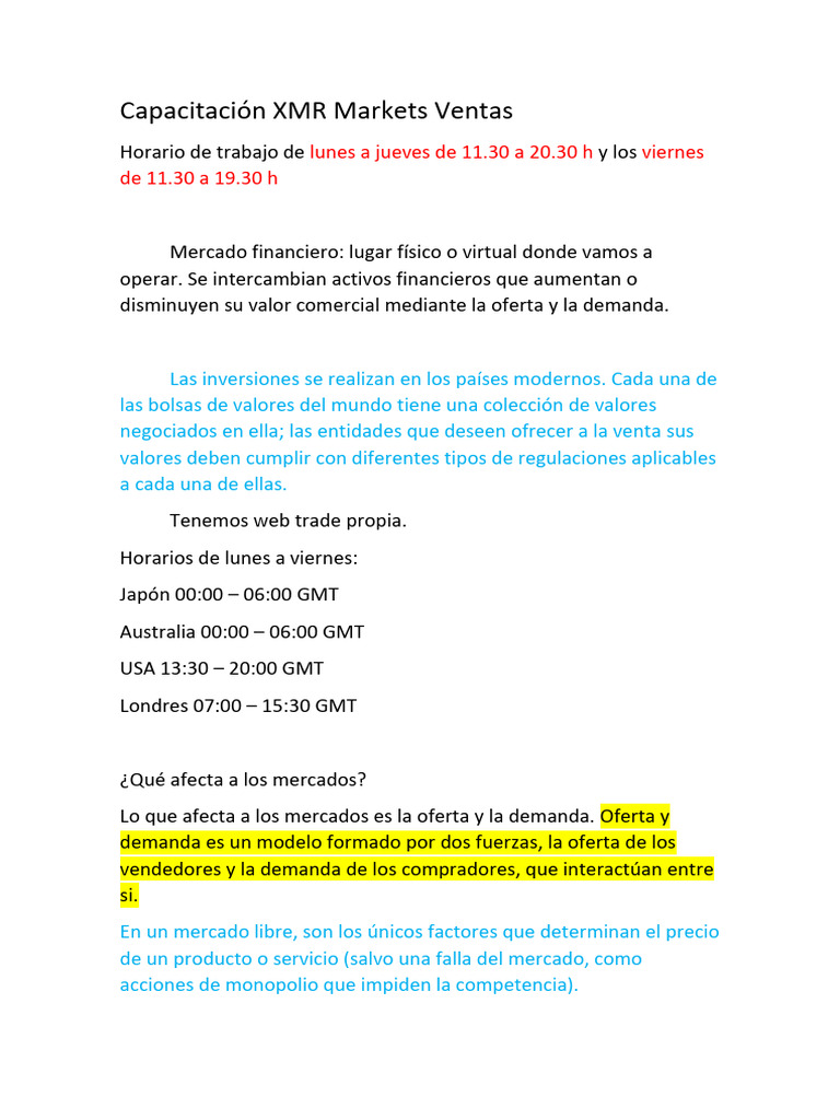 Capacitación XMR Markets Ventas | PDF | Contrato por diferencia | Mercado de divisas