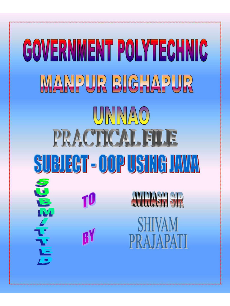 Oop Using Java Practical | PDF Oop Using Java Practical | PDF