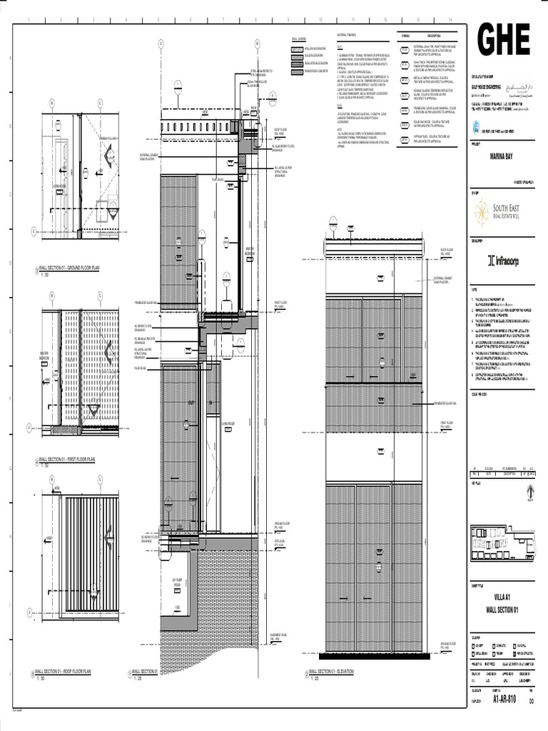 a1 Ar 810 Wall Section 01 | PDF | Glasses | Plaster