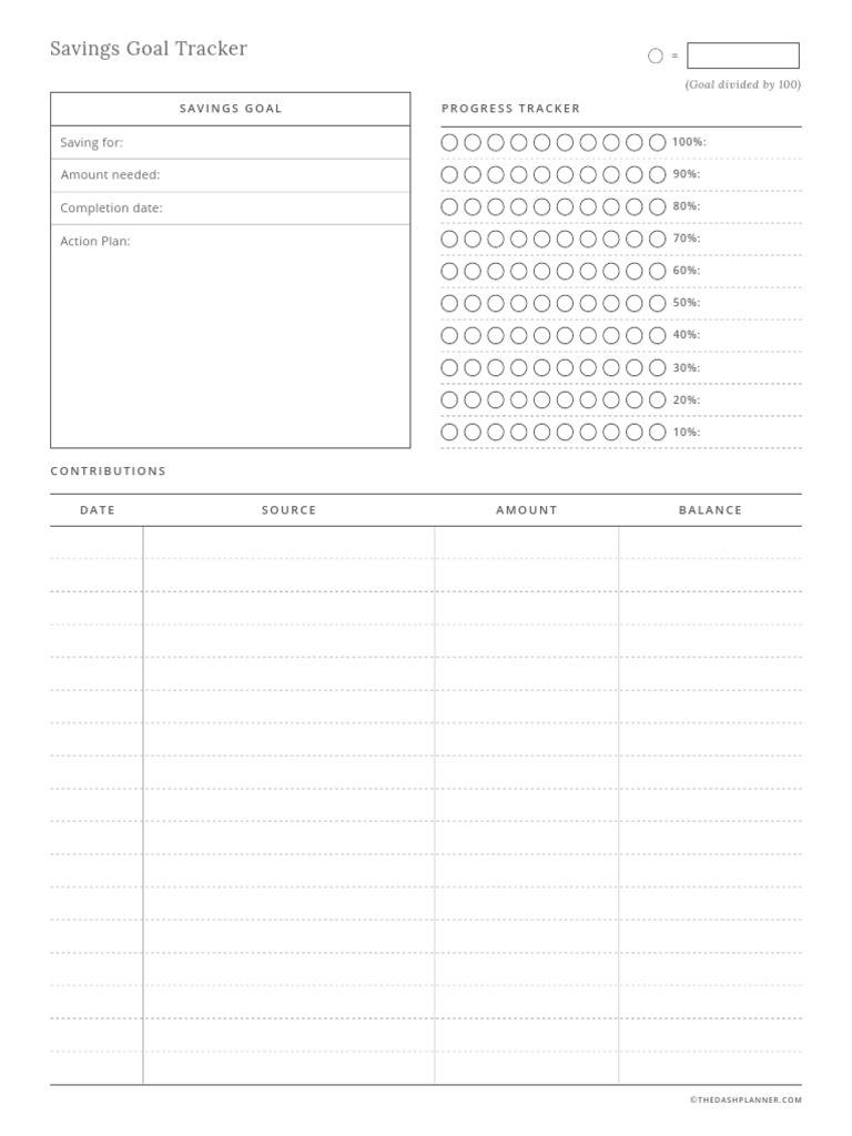 Savings Goal Tracker Template | PDF