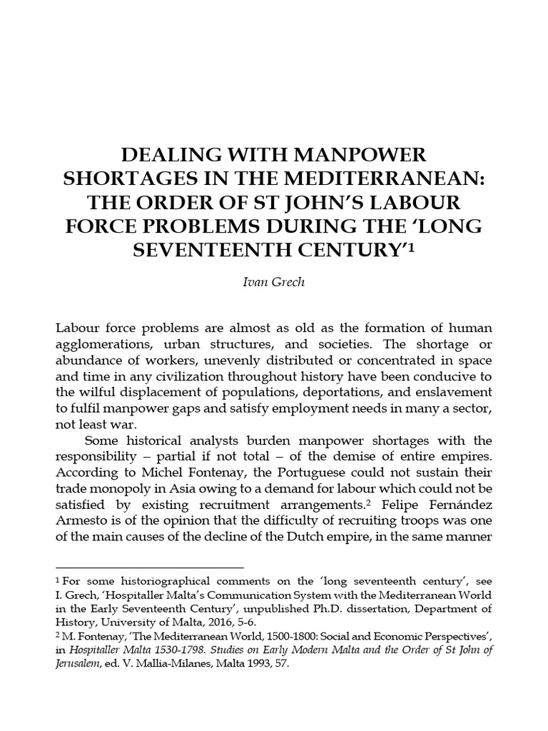 I. Grech - Dealing With Manpower Shortages in The Mediterranean. The ...