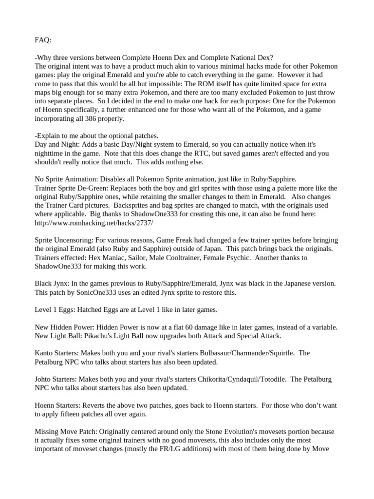 FAQ and Known Bugs | PDF | Pokémon