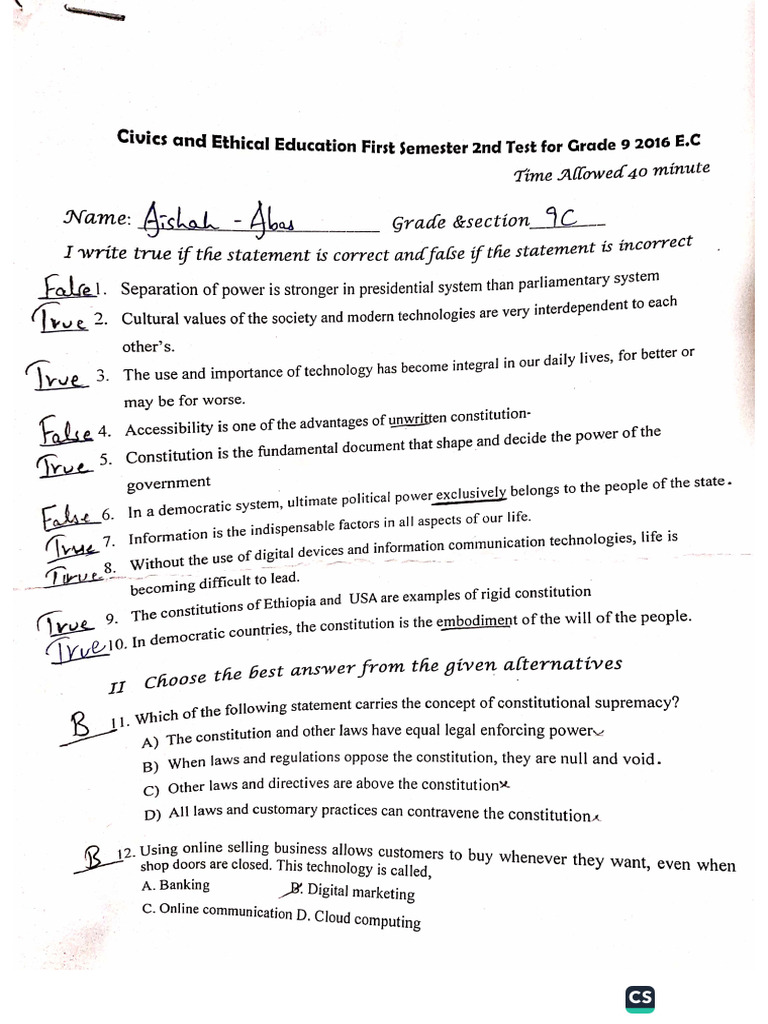 Citizen Test 2 | PDF