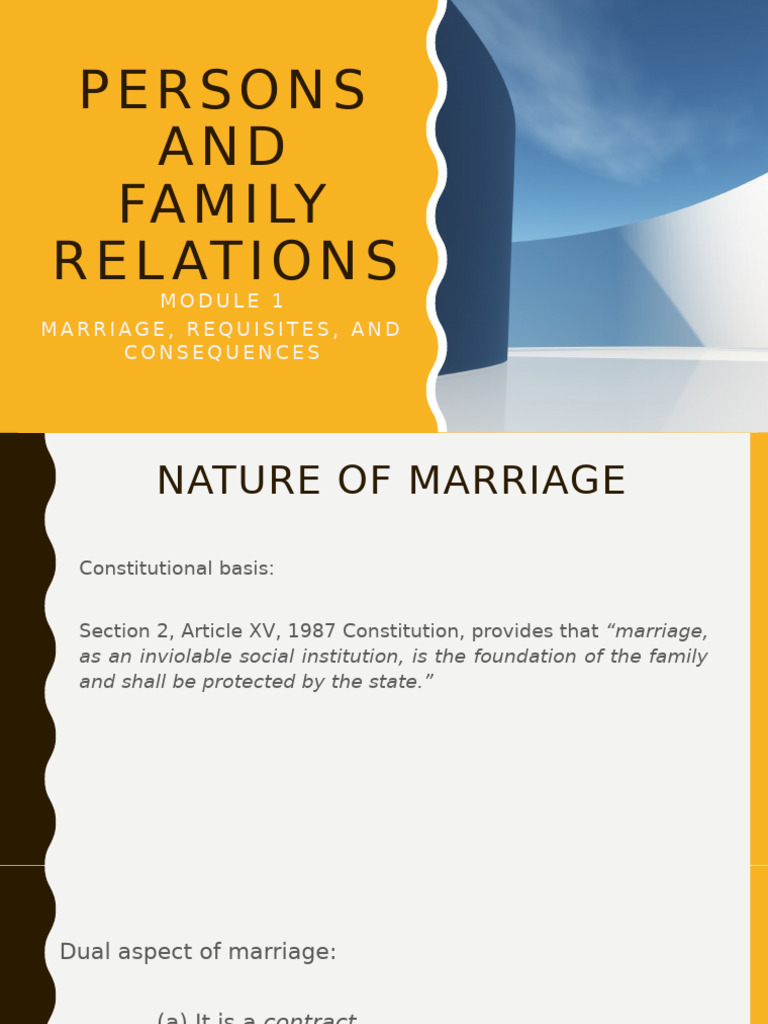 MODULE 1 - Marriage, Requisites | PDF | Marriage | Marriage License