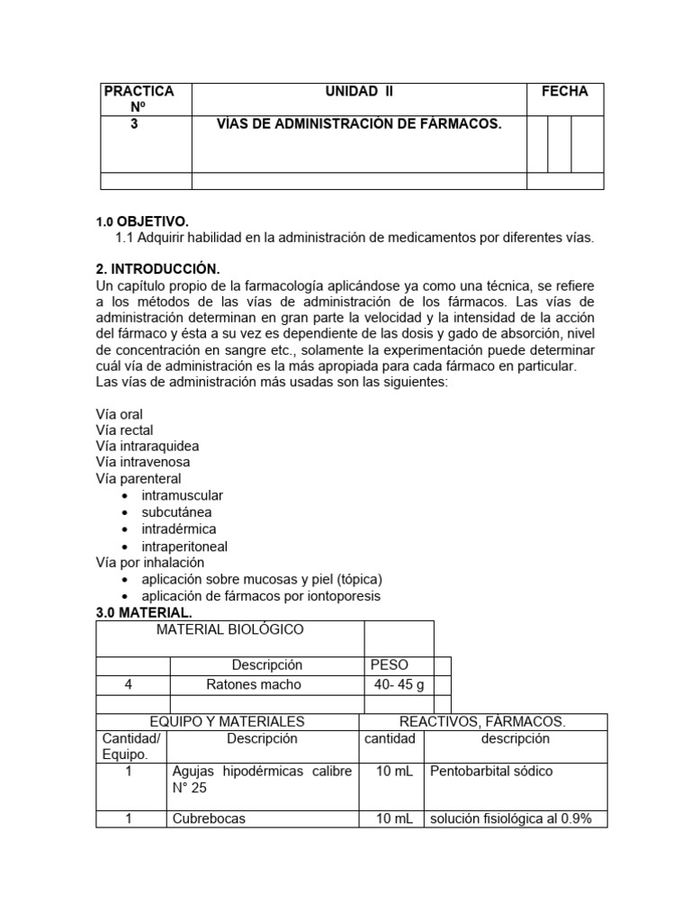 Practica N°3 | PDF | Inyección (medicina) | Tratamientos médicos