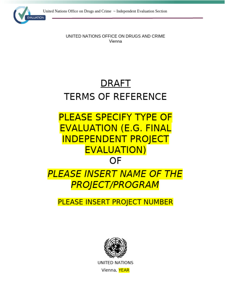 UNODC-IES Evaluation ToR Template 2020 | PDF | Evaluation | Methodology