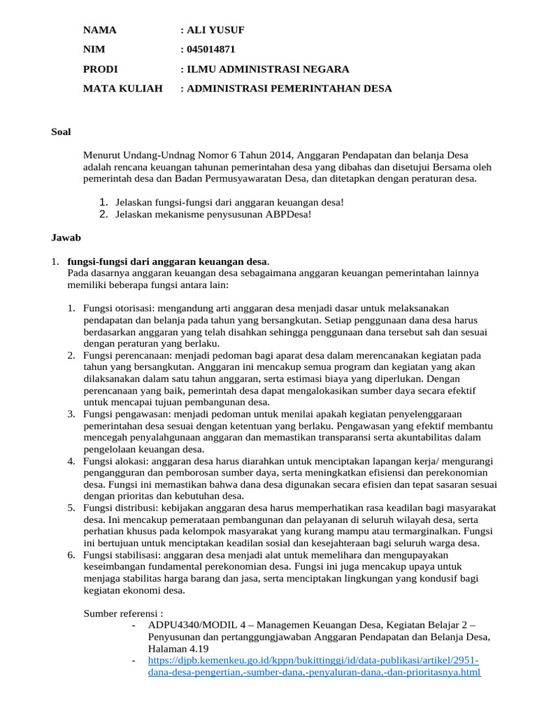 Tugas.2 Administrasi Pemerintahan Desa | PDF