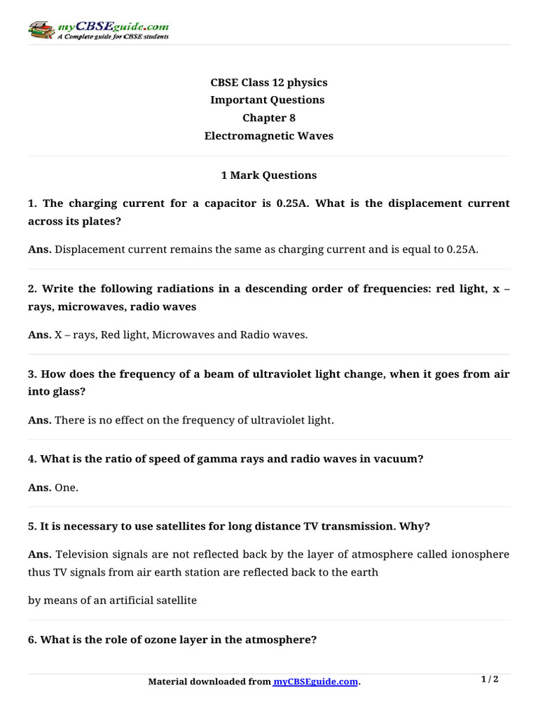 12 Physics Imp ch8 1 241224 201833 | PDF