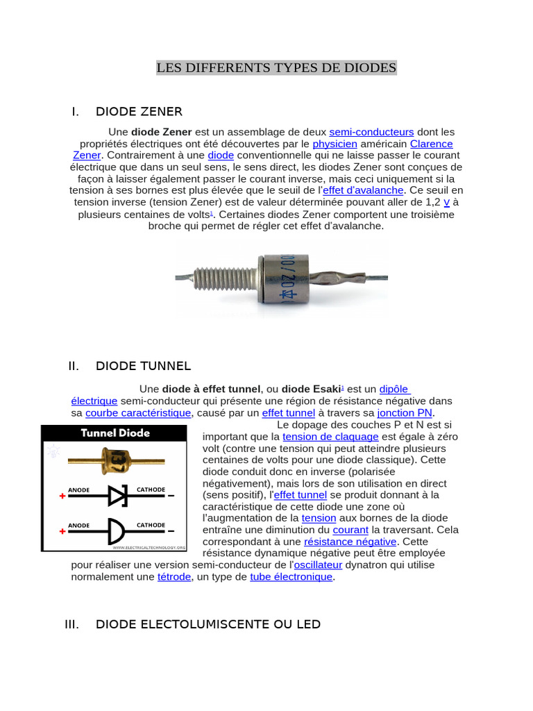 Types de diodes et leurs caractéristiques | PDF | Diode | Diode laser