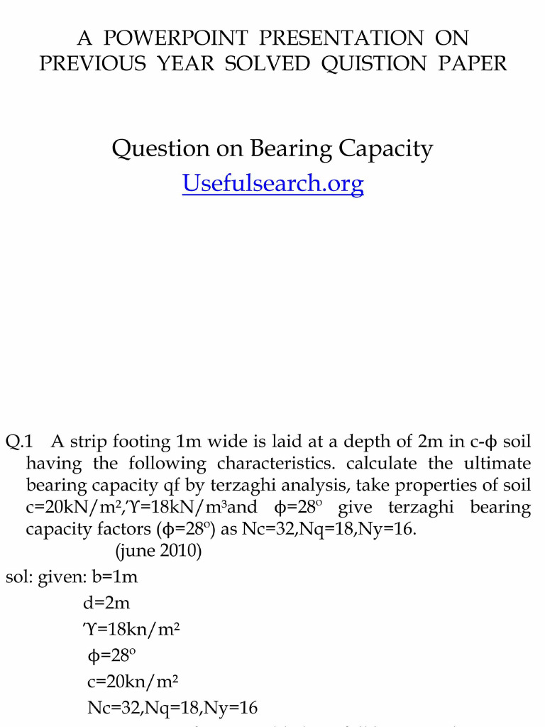 Terzaghi Soil Bearing | PDF