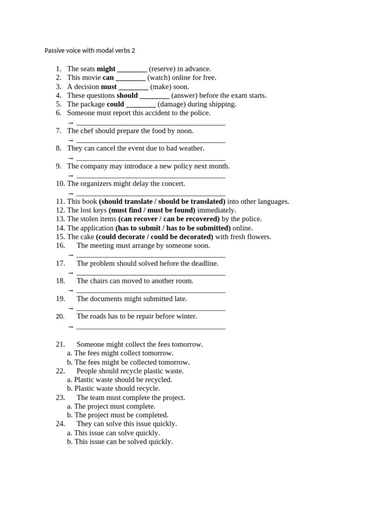 Passive voice with modal verbs 2 | PDF