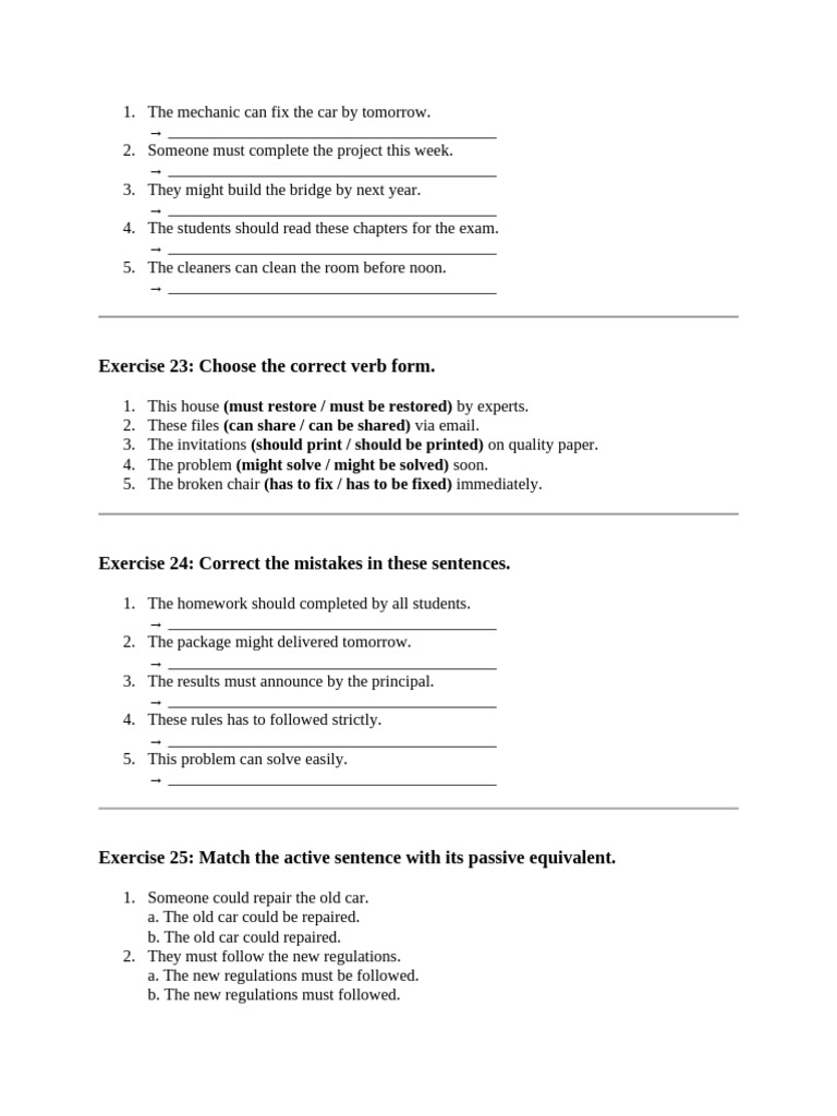 Passive Voice With Modal Verbs 4 | PDF