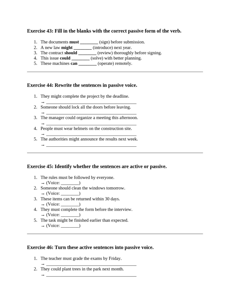 Passive voice with modal verbs 5 | PDF | Computing
