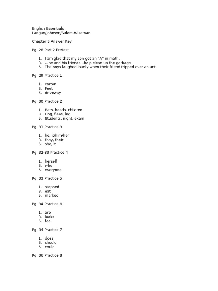 English Essentials Ch. 3 Key | PDF