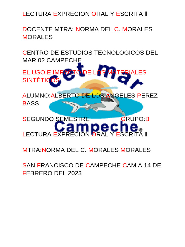 Perezbassalbertodelosangeles MNB Leoye | PDF | El plastico | Nylon