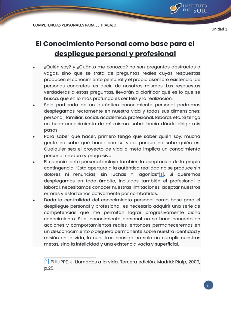 Conocimiento Personal para el Éxito Laboral | PDF