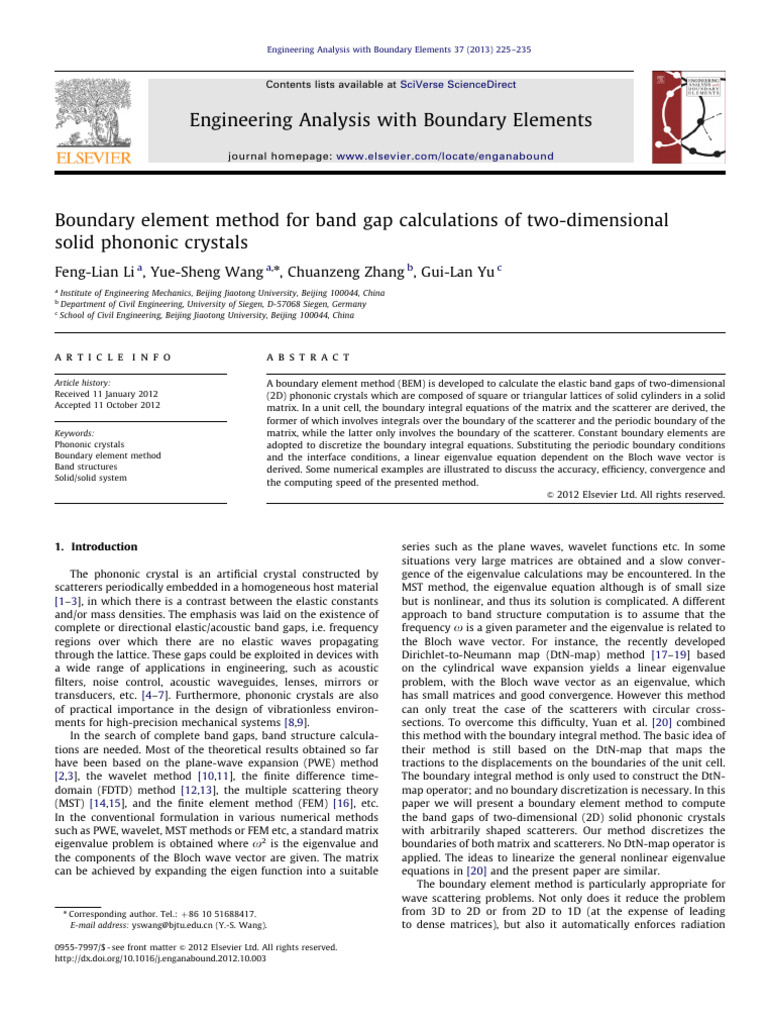 二维声子晶体带隙算法 | PDF | Linear Elasticity | Eigenvalues And Eigenvectors