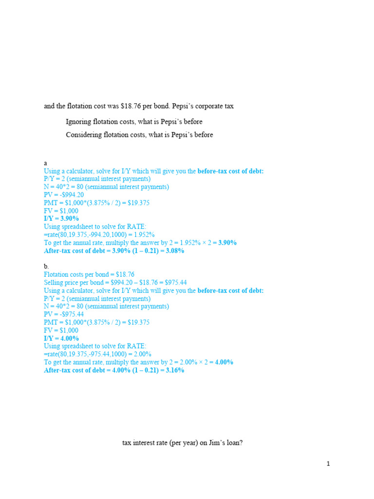 Solution Practice Questions Week 11 | PDF | Cost Of Capital | Capital ...