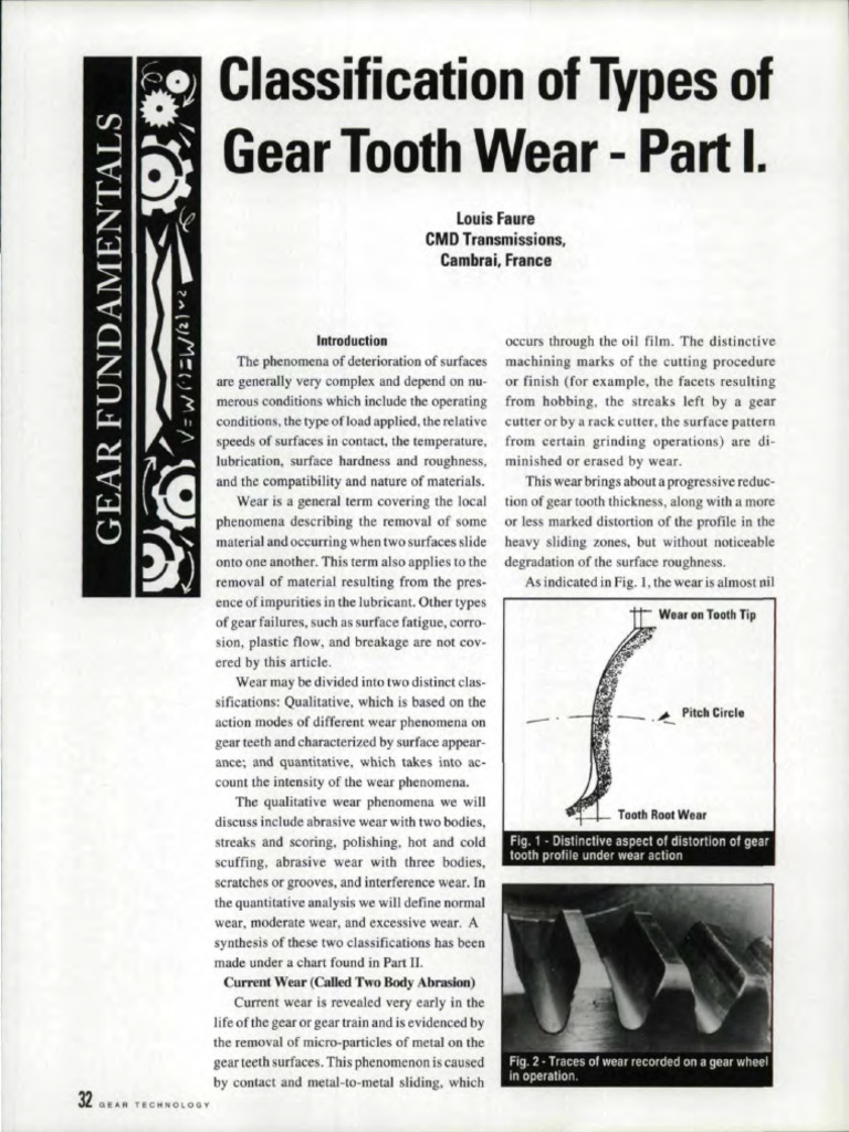 Classifications and types of gear tooth wear | PDF | Gear | Wear
