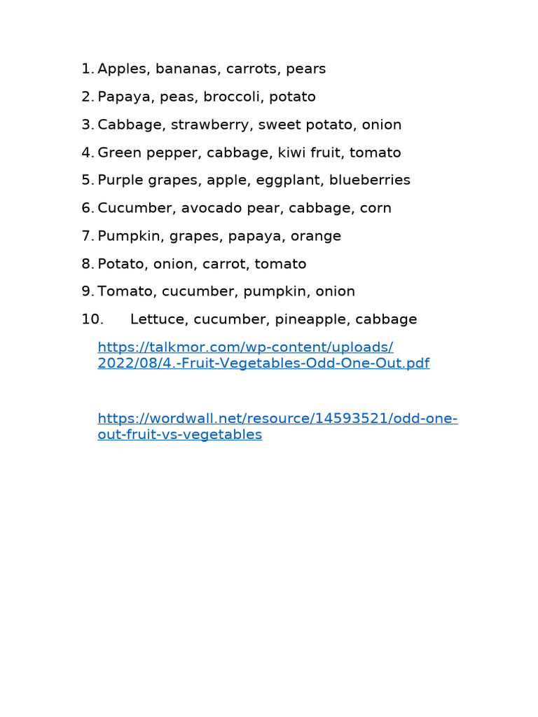 Odd One Out - Flashcard Vocab | PDF