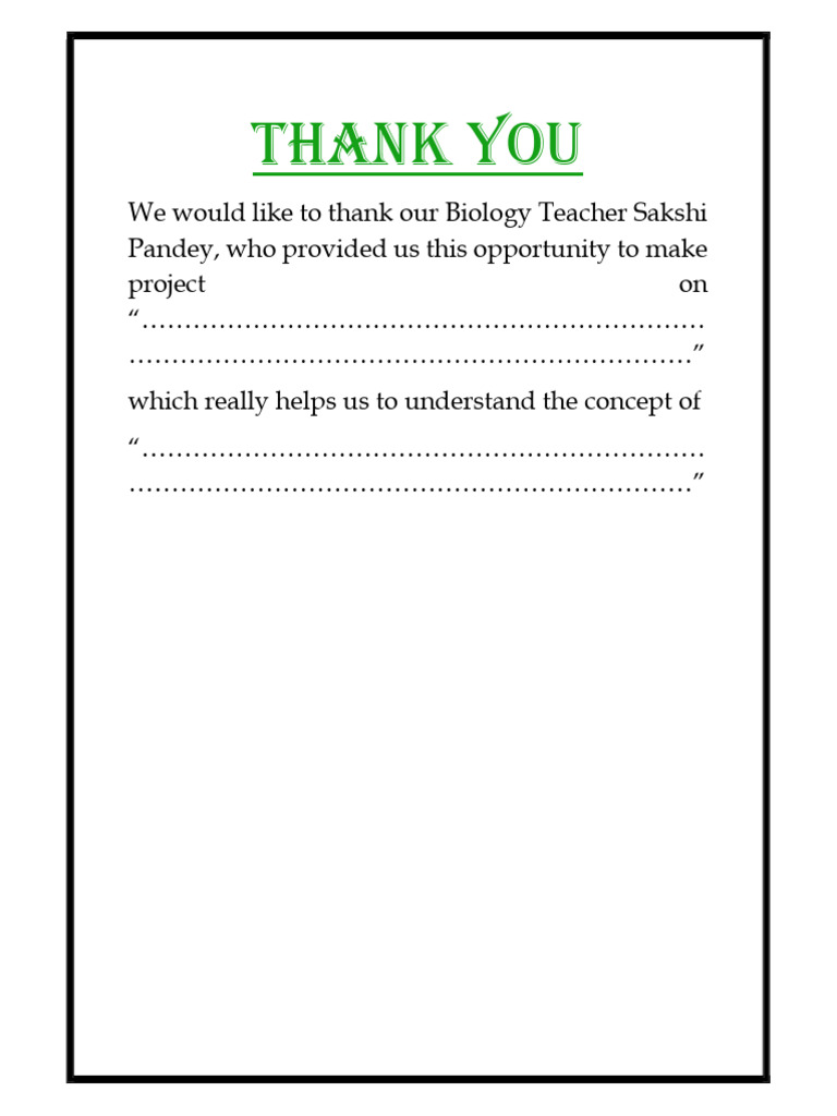 Thank You to Our Biology Teacher | PDF