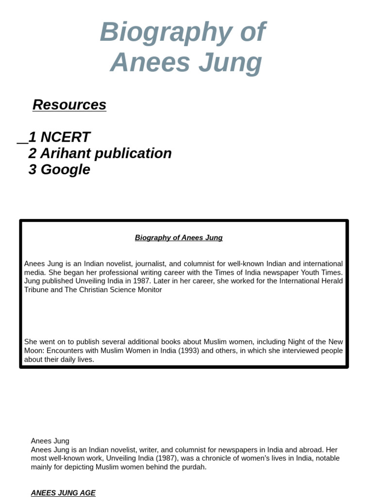 Biography of Anees Jung | PDF