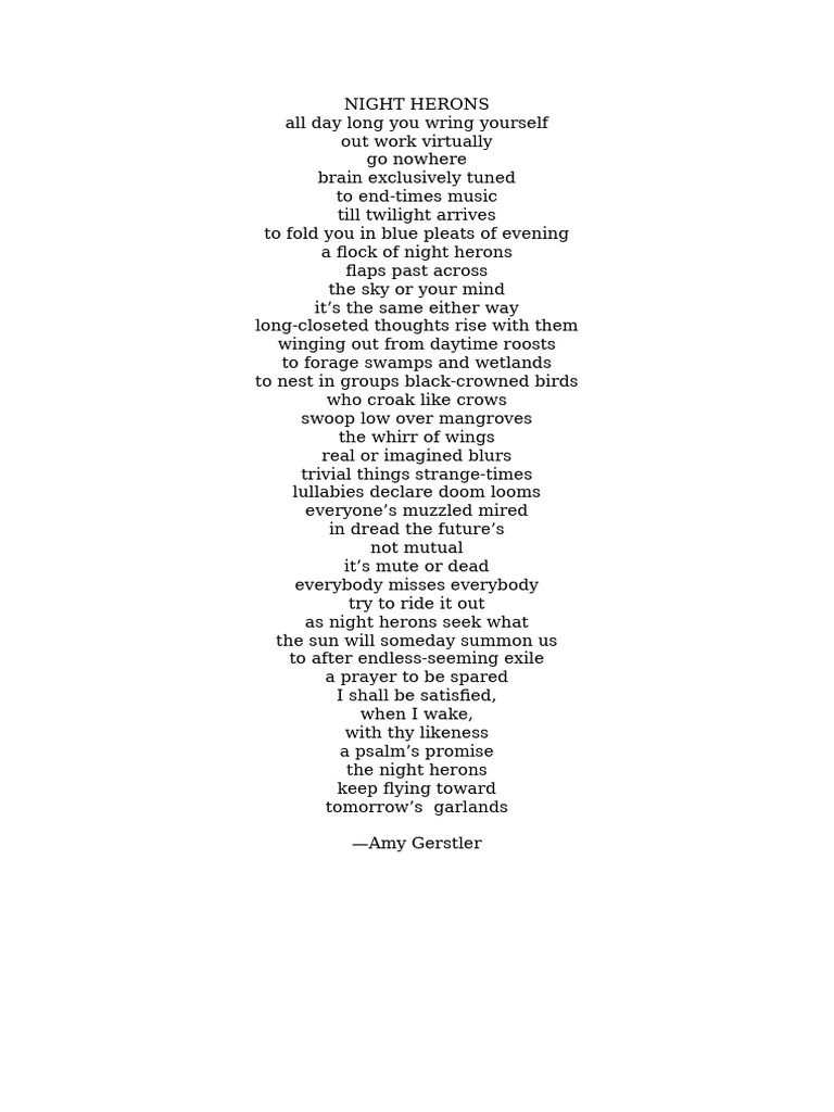 Night Herons: A Poetic Reflection | PDF