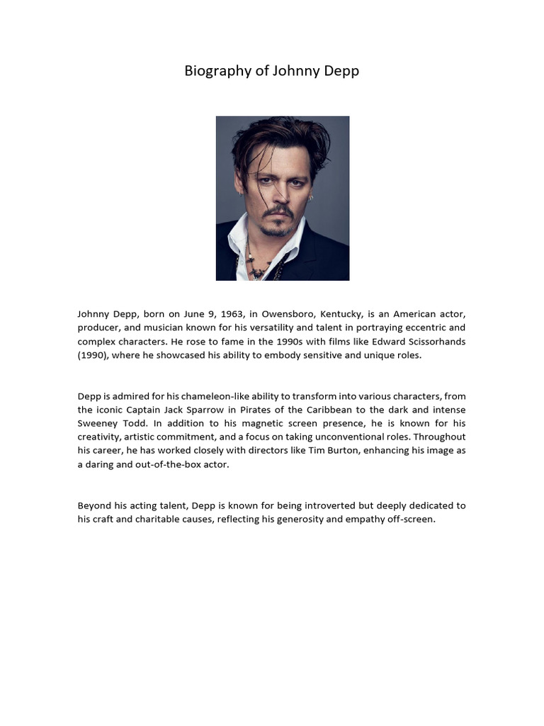 Johnny Depp: Versatile Actor Biography | PDF